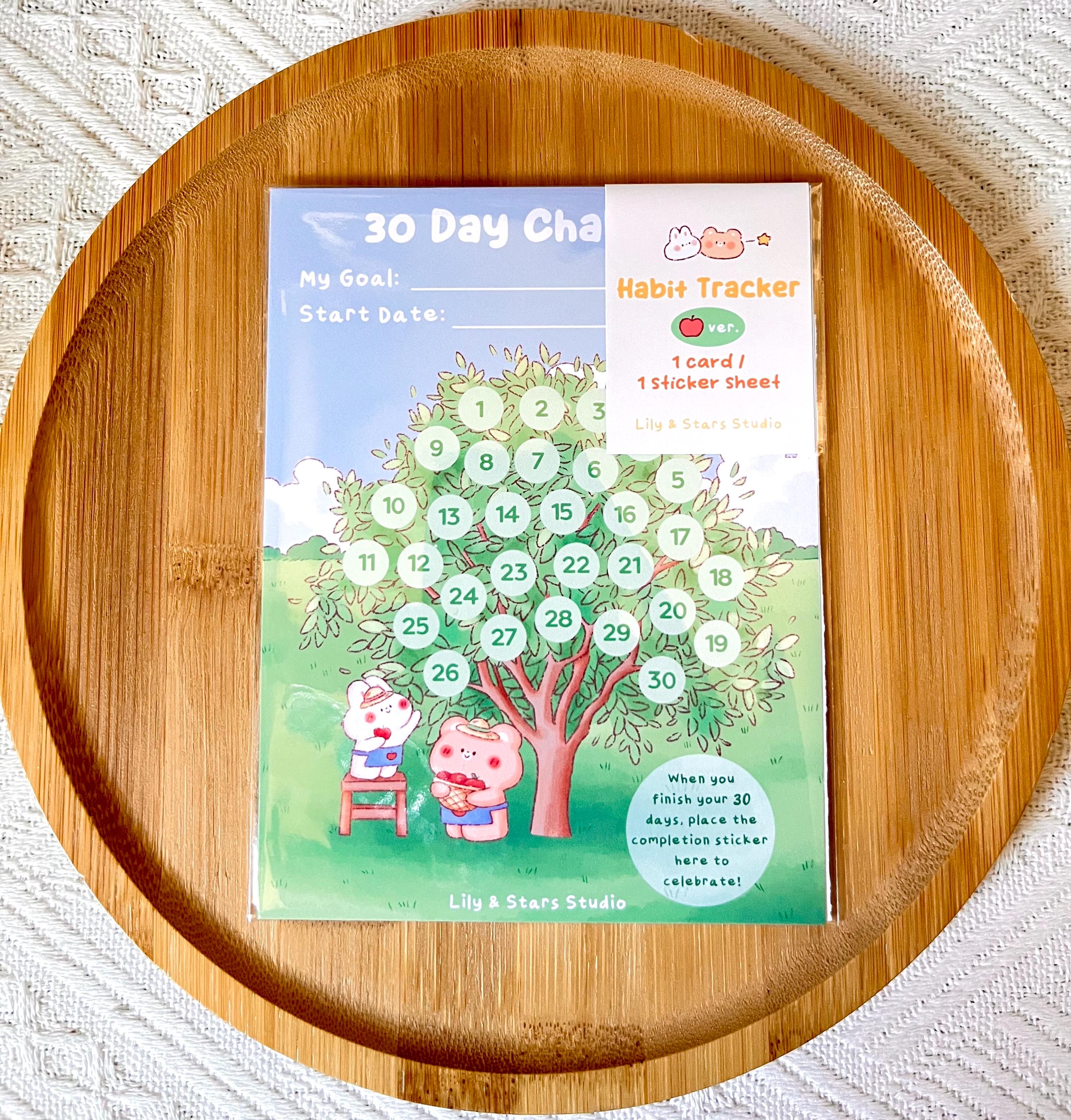 Apple Tree Habit Tracker • 30 Day Monthly Goal Challenge With Stickers ...