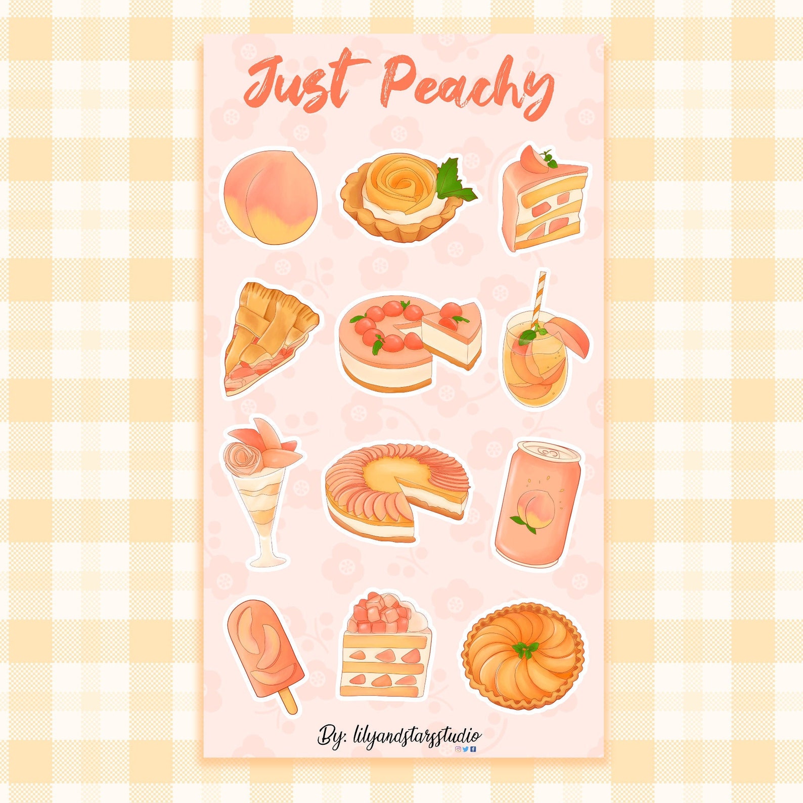 Peach Sticker Sheet Kawaii Aesthetic Cake Cute Desserts | Etsy
