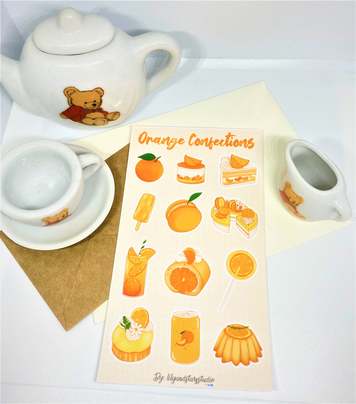 Orange Sticker Sheet Kawaii Aesthetic Cake Cute Desserts - Etsy