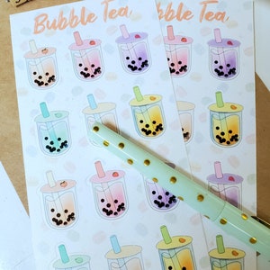 Bubble Tea Stickers Pastel Rainbow Colors Cute Boba Kawaii Aesthetic ...