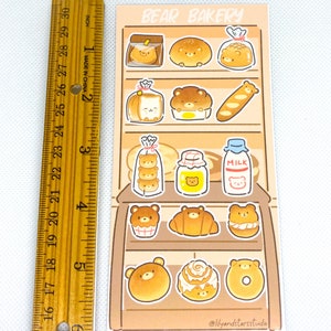 Bear Bakery Sticker Sheet • Kawaii Food • Hand Drawn • Glossy Stickers ...