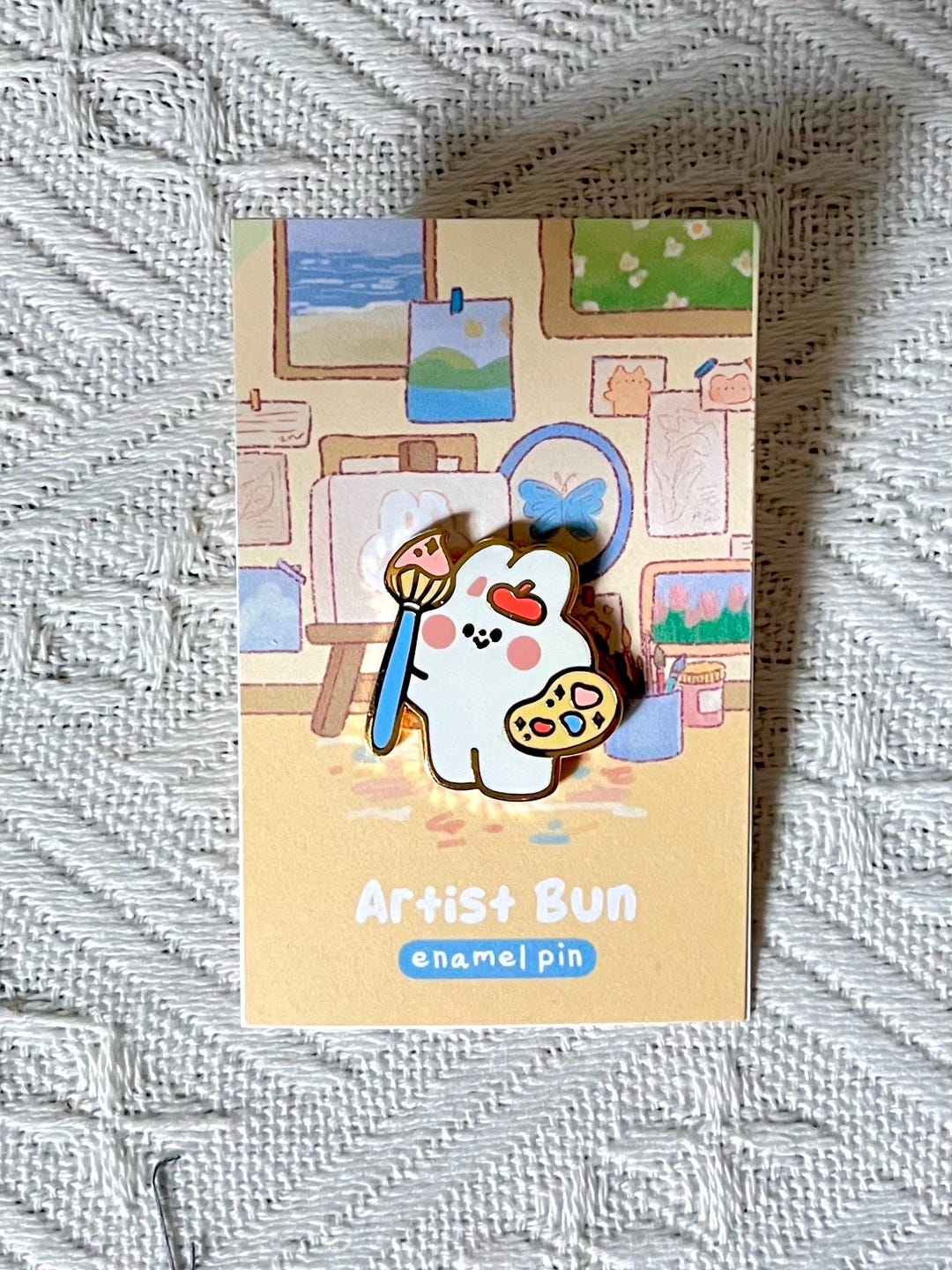 Artist Bunny Enamel Pin • Kawaii Art Lapel Pin (1 In) - Etsy