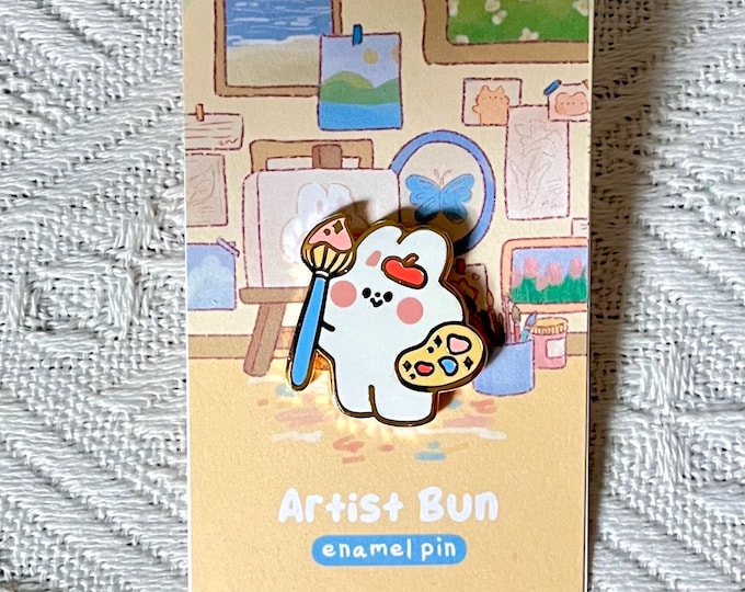 Artist Bunny Enamel Pin • Kawaii Art Lapel Pin (1 In) - Etsy