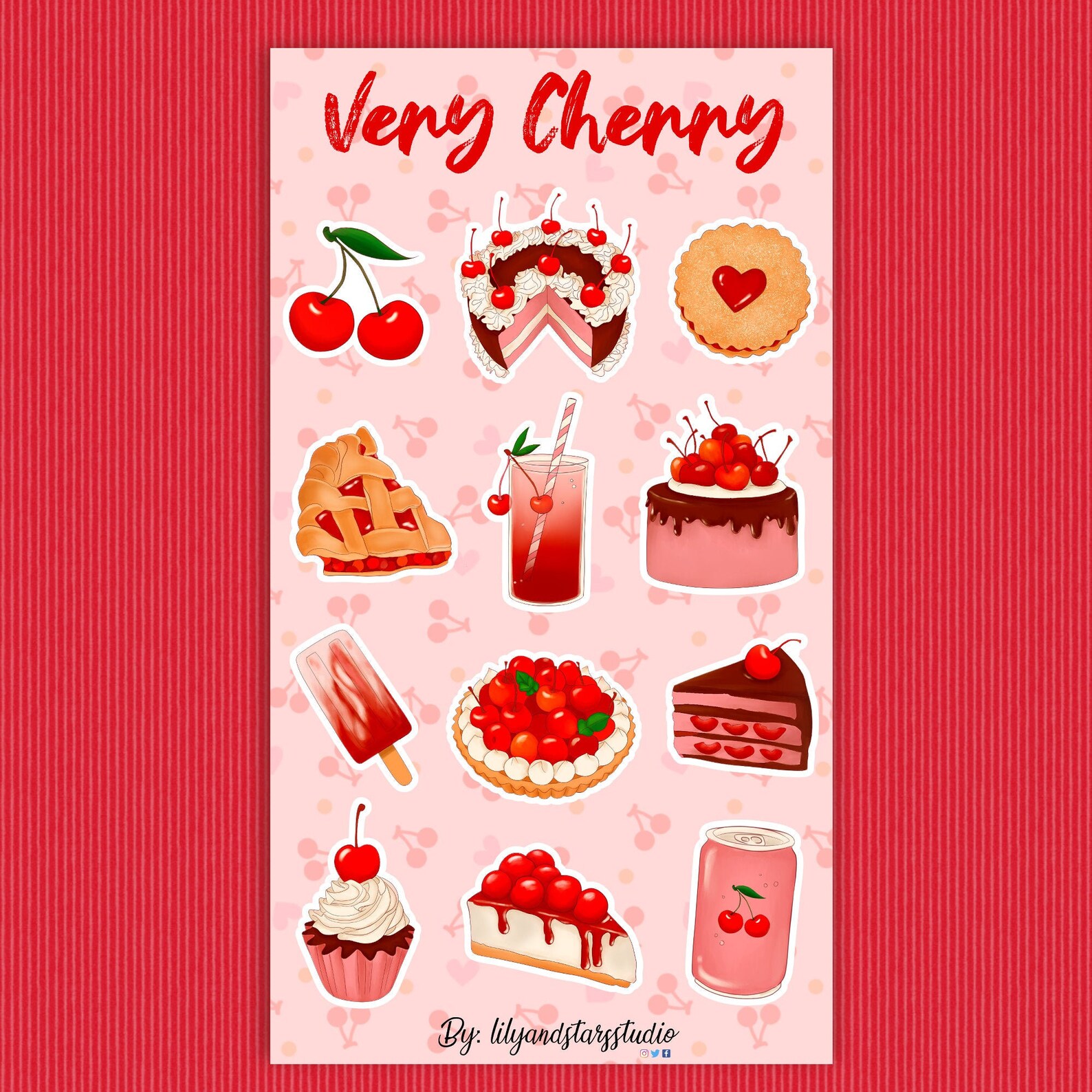 Cherry Sticker Sheet Kawaii Aesthetic Cake Cute Desserts - Etsy