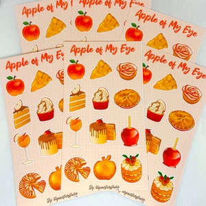 Apple Sticker Sheet • Aesthetic Cake • Cute Fruit Desserts • Planner ...