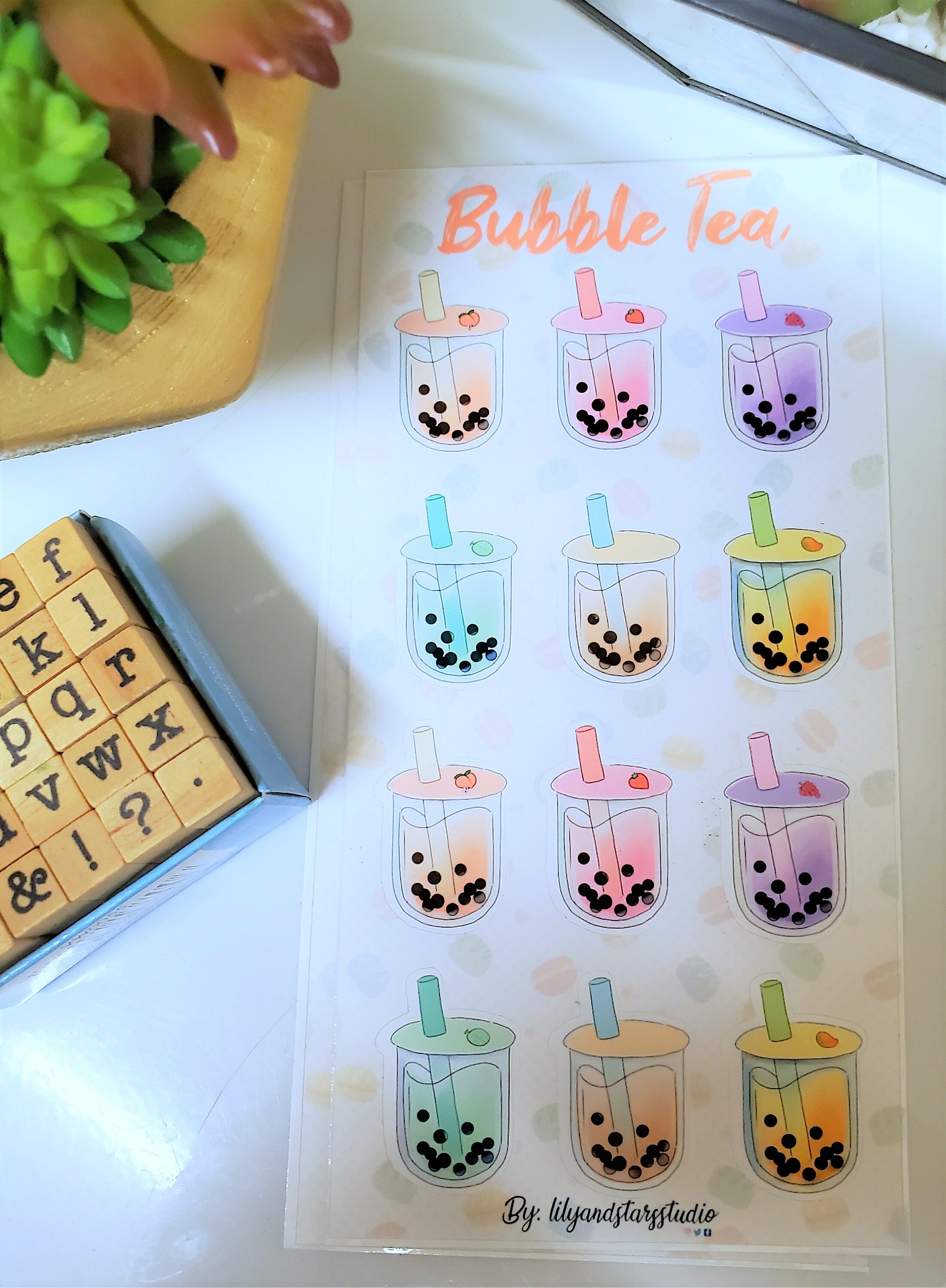 Bubble Tea Stickers Pastel Rainbow Colors Cute Boba | Etsy