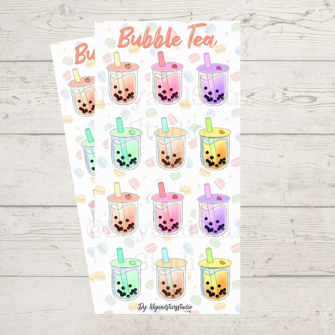 Bubble Tea Stickers Pastel Rainbow Colors Cute Boba | Etsy