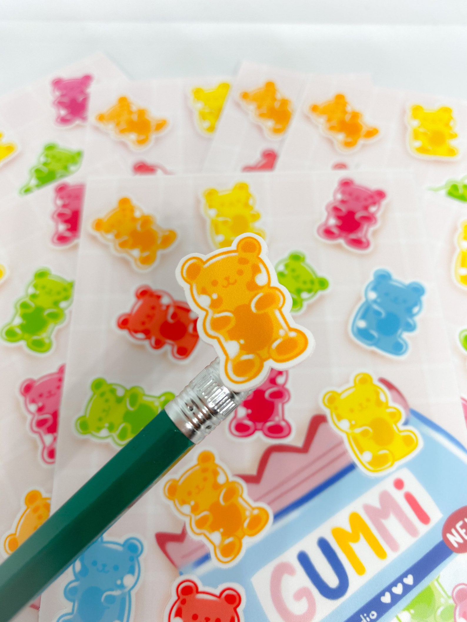 Gummy Bear Sticker Sheet Hand Drawn Kawaii Design Cute - Etsy
