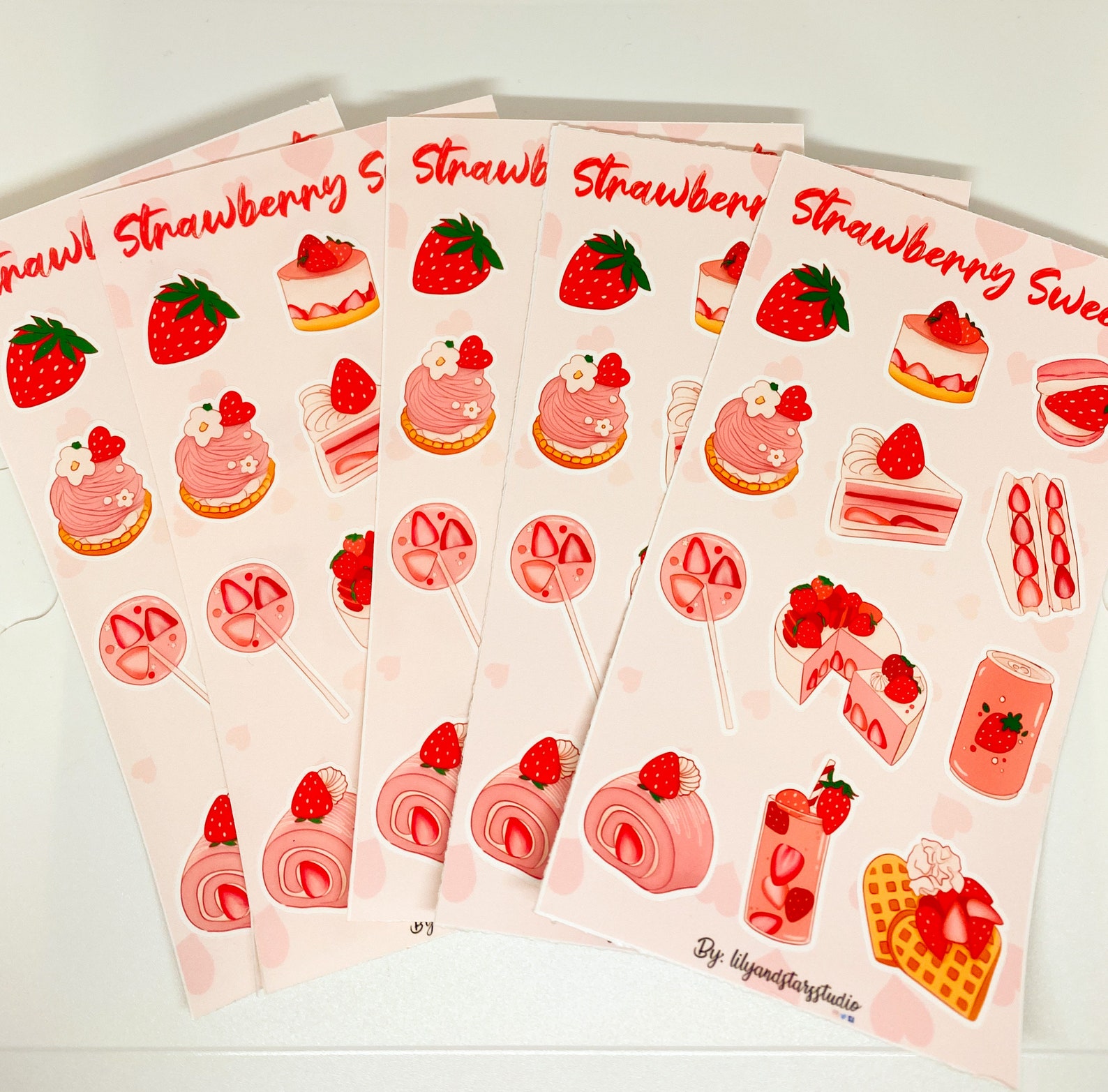 Strawberry Sticker Sheet Kawaii Aesthetic Cake Cute - Etsy