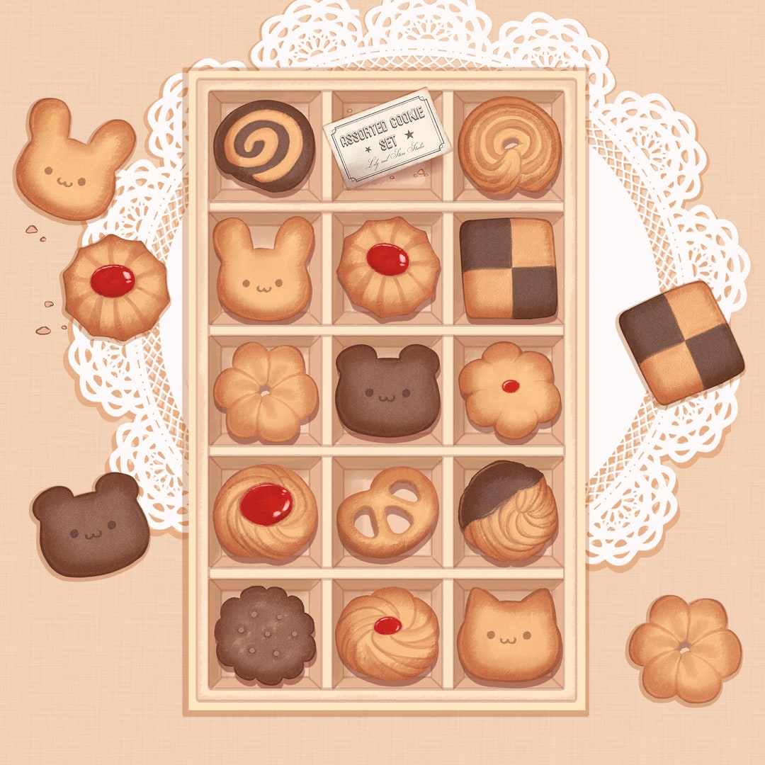 Butter Cookies Sticker Sheet Hand Drawn Christmas Biscuit Tin Animal ...