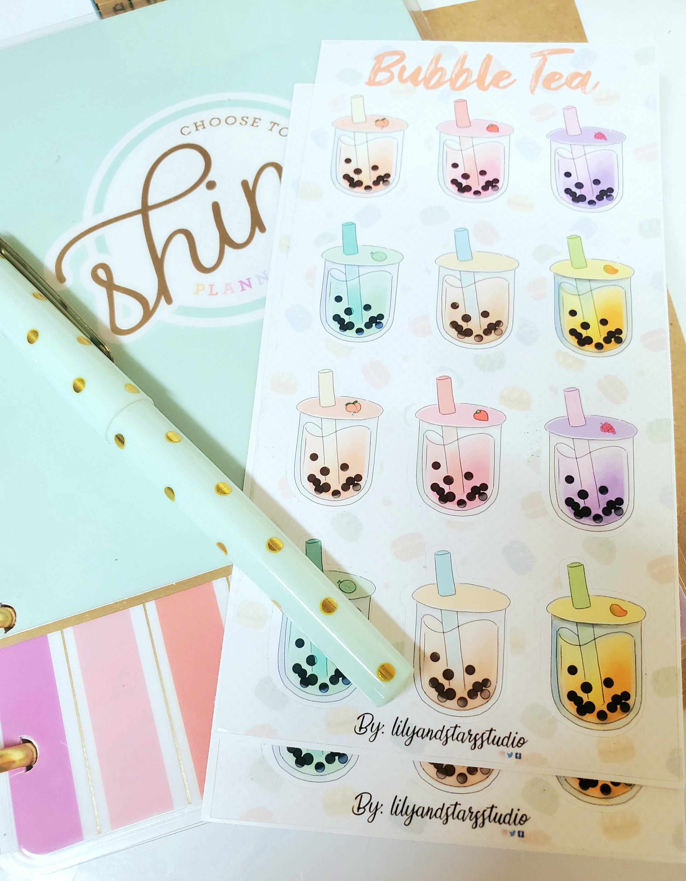 Bubble Tea Stickers Pastel Rainbow Colors Cute Boba | Etsy