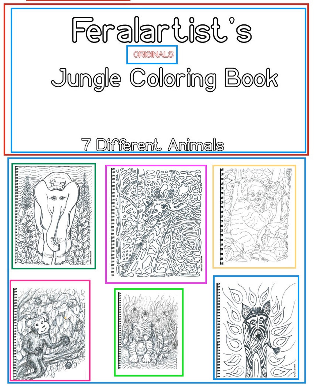 Coloring Book-jungle Animal Coloring Book-digital - 7 Different ...