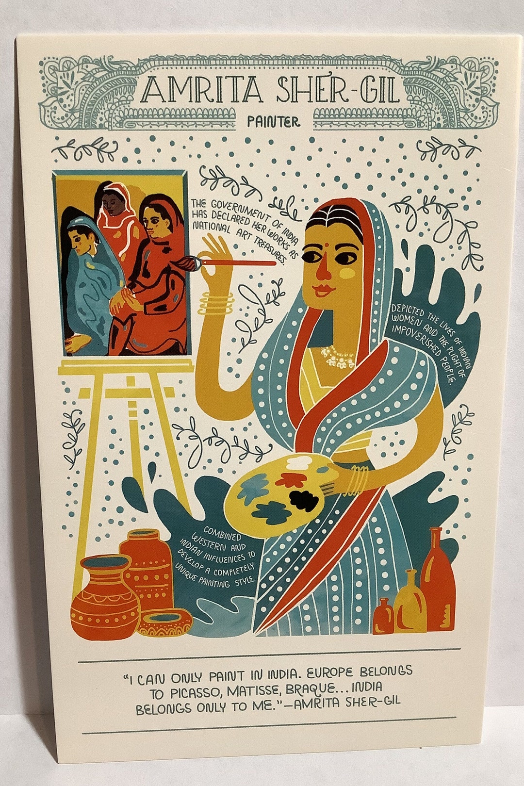 Women in Art, Amrita Sher-gil, Painter, Postcard From Series - Etsy