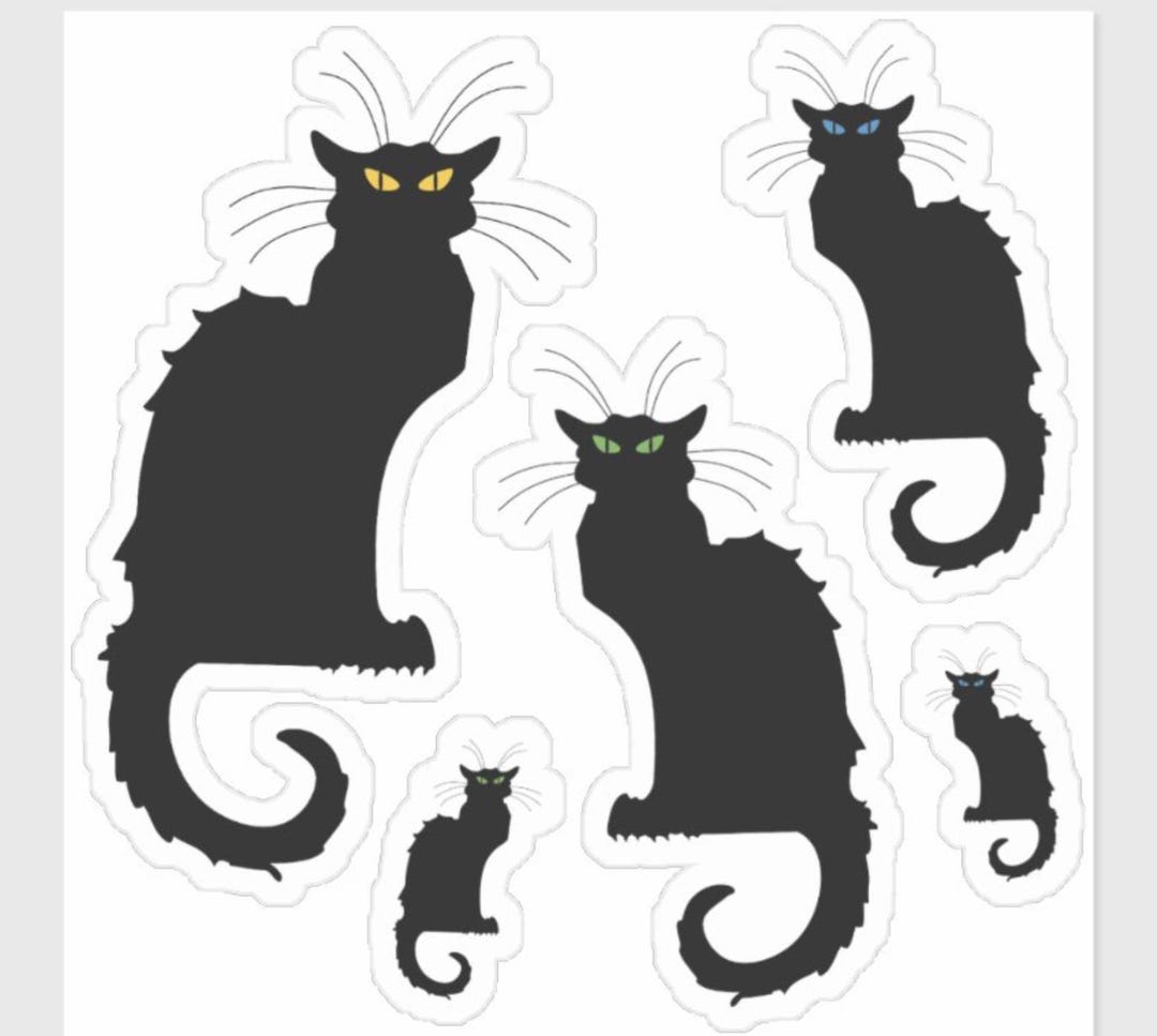Le Chat Noir, French Black Cat Stickers, Art (5) - Etsy