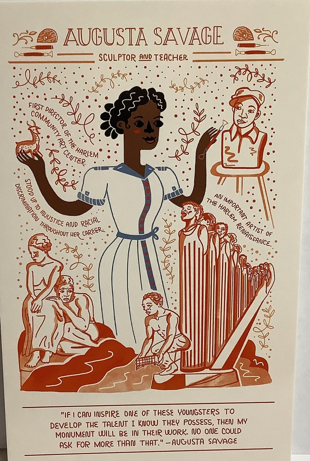 Women in Art, Augusta Savage, Sculptor, Postcard - Etsy