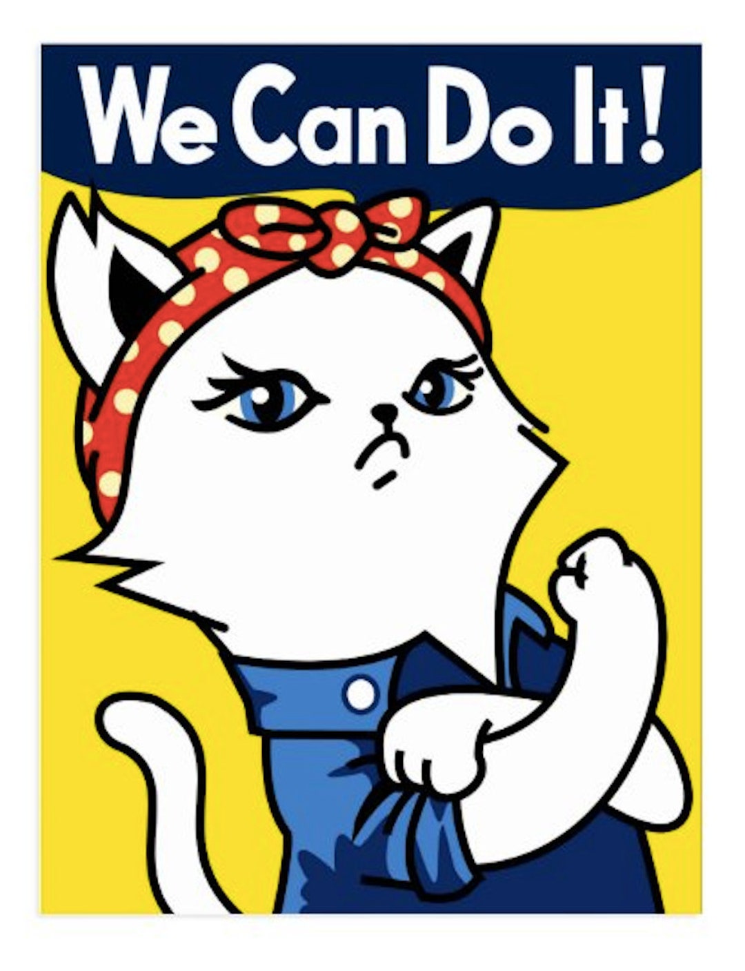 Rosie the Riveter Cat, Poster Art Cat Parody Postcards, Birthday Card ...