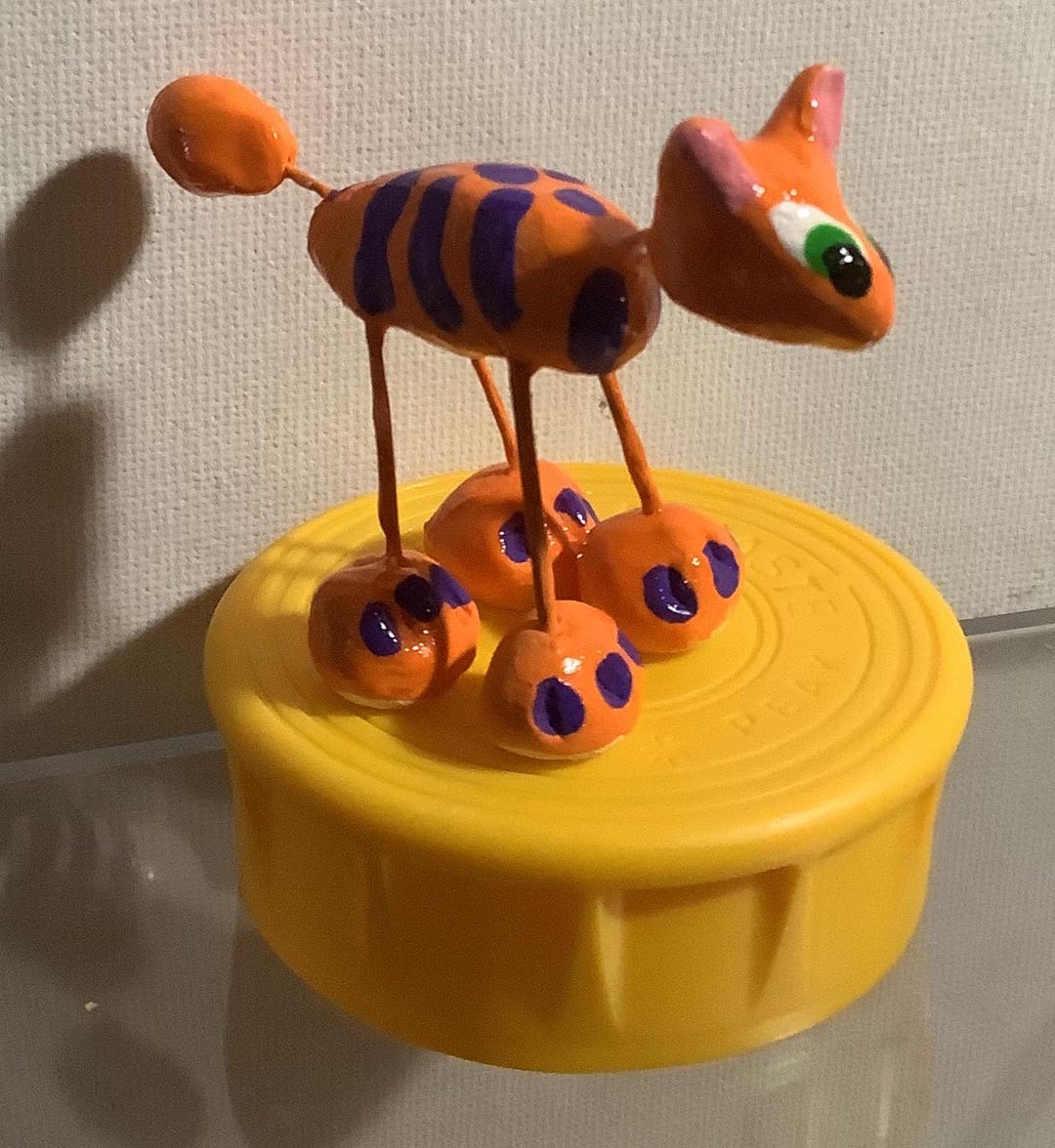 How Cute is This Ginger Skeleton Cat Folk Art Sculpture, Day of the ...