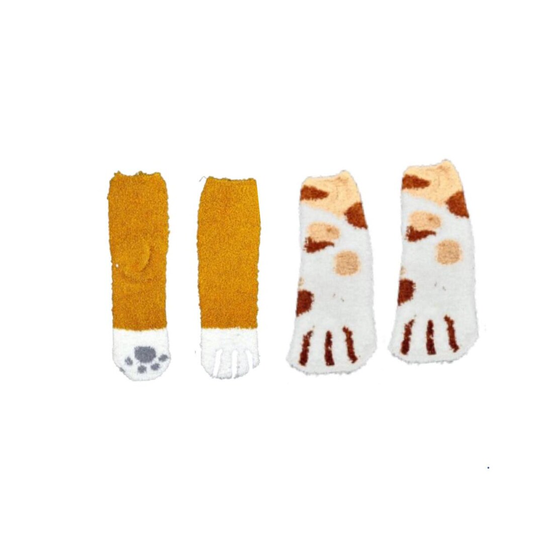 Cat Paw Fuzzy Socks, Animal Paw Pattern, Cat Socks, Warm Socks, Women ...