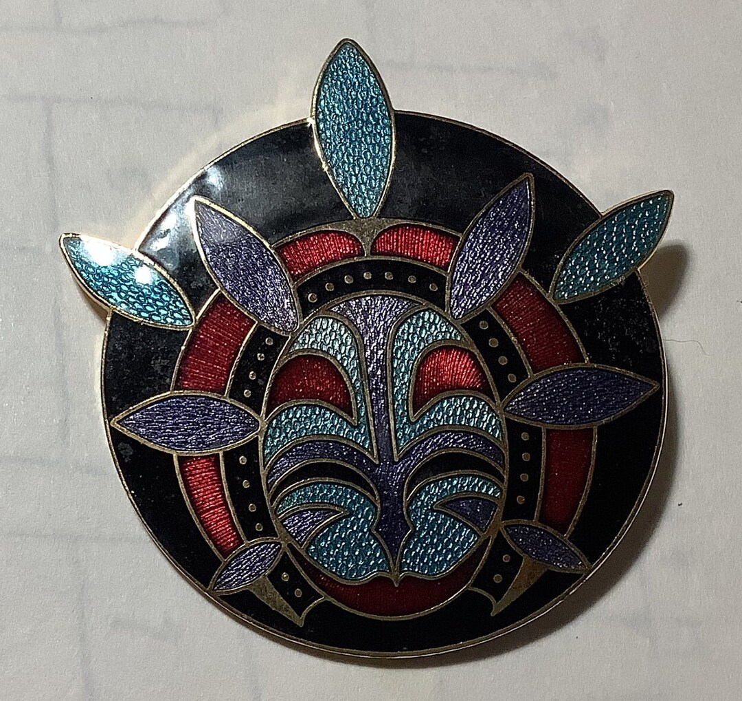 Vintage Enamel Pin - Alaskan Inuit Mask Art Brooch Pin, Cloisonné ...