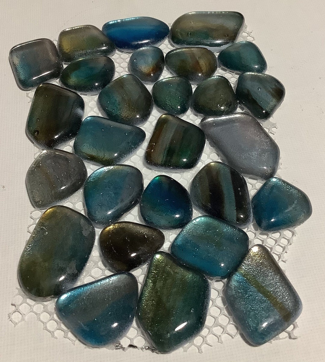 Turquoise, Olive Glass Pebble Tile, Southwest Home - Mosaics, Crafts - Etsy