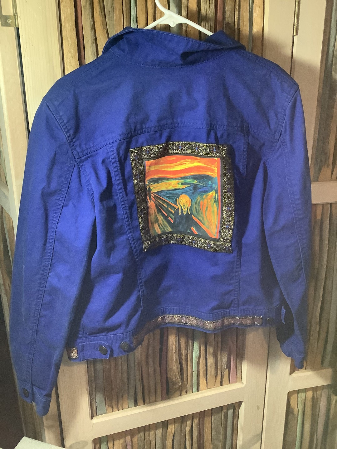 The Scream Parody Jean Jacket - Recycled Art Applique, L - Etsy