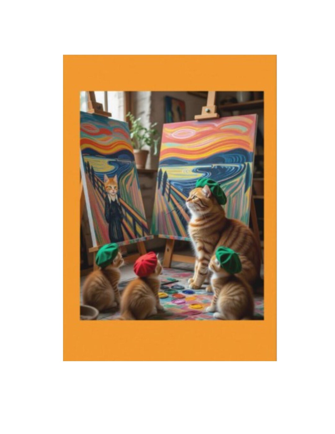 ACEO Print Ginger Cat Artist Painting the Scream Parody, Feralartist - Etsy