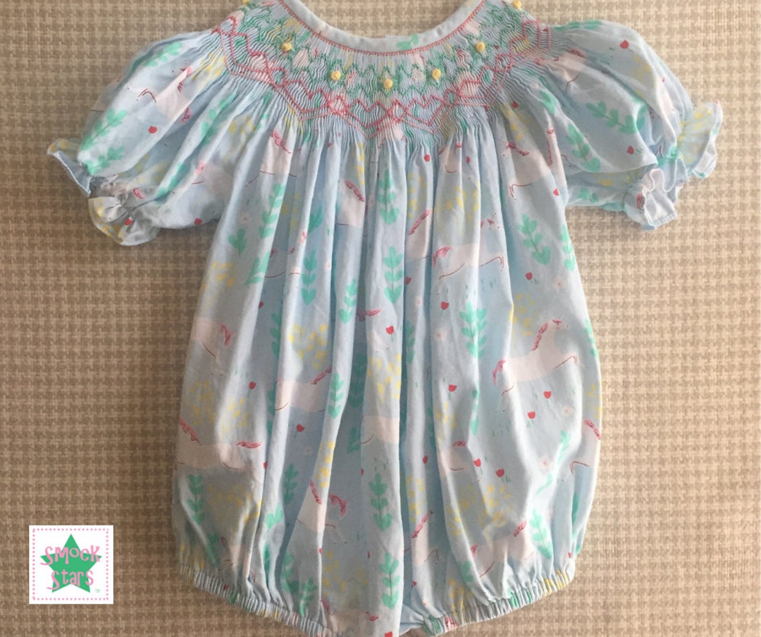 Smocked Unicorn Bubble, Girls Smocked Bubbles, Summer Bubbles - Etsy