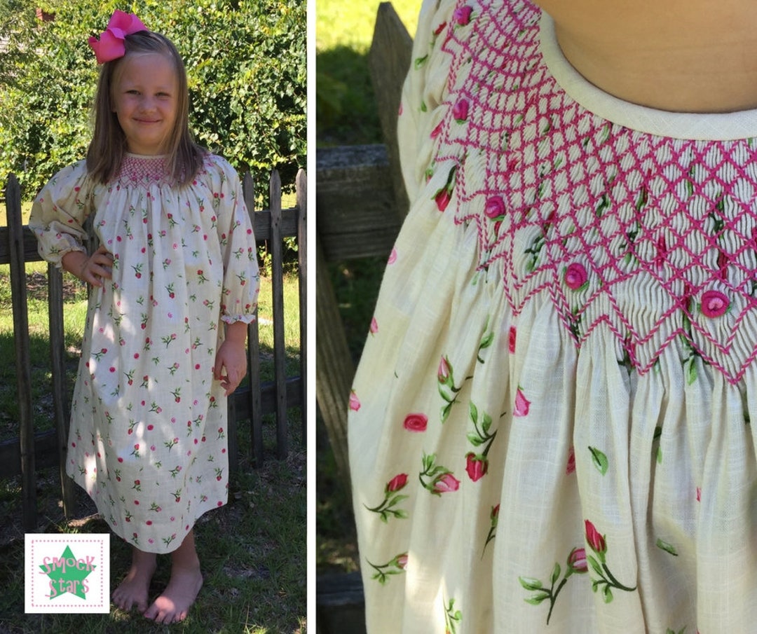 Smocked Rosebud Dress, Smocked Fall Dress, Smocked Winter Dress, Girls ...