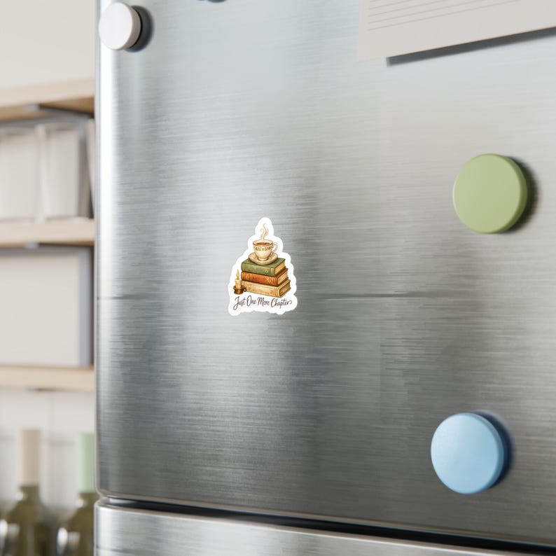 Book Stack Sticker - Cozy Reading Sticker - Just One More Chapter ...