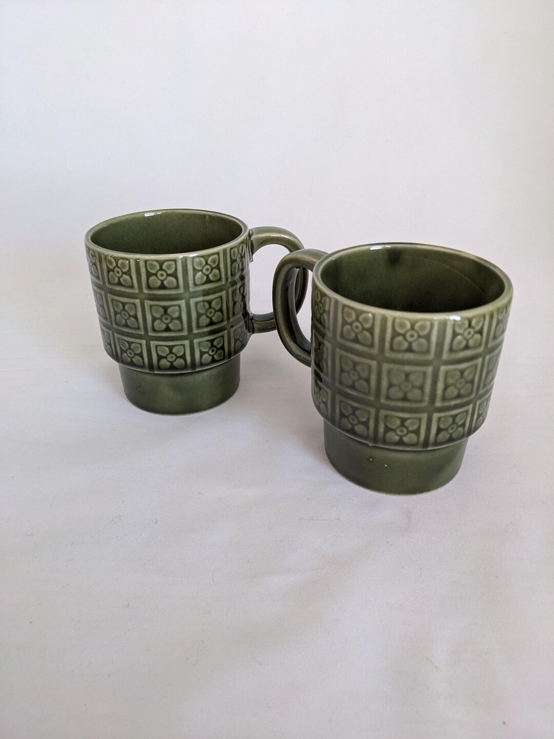 Vintage Stackable Nesting Mugs Set of 2 - Etsy