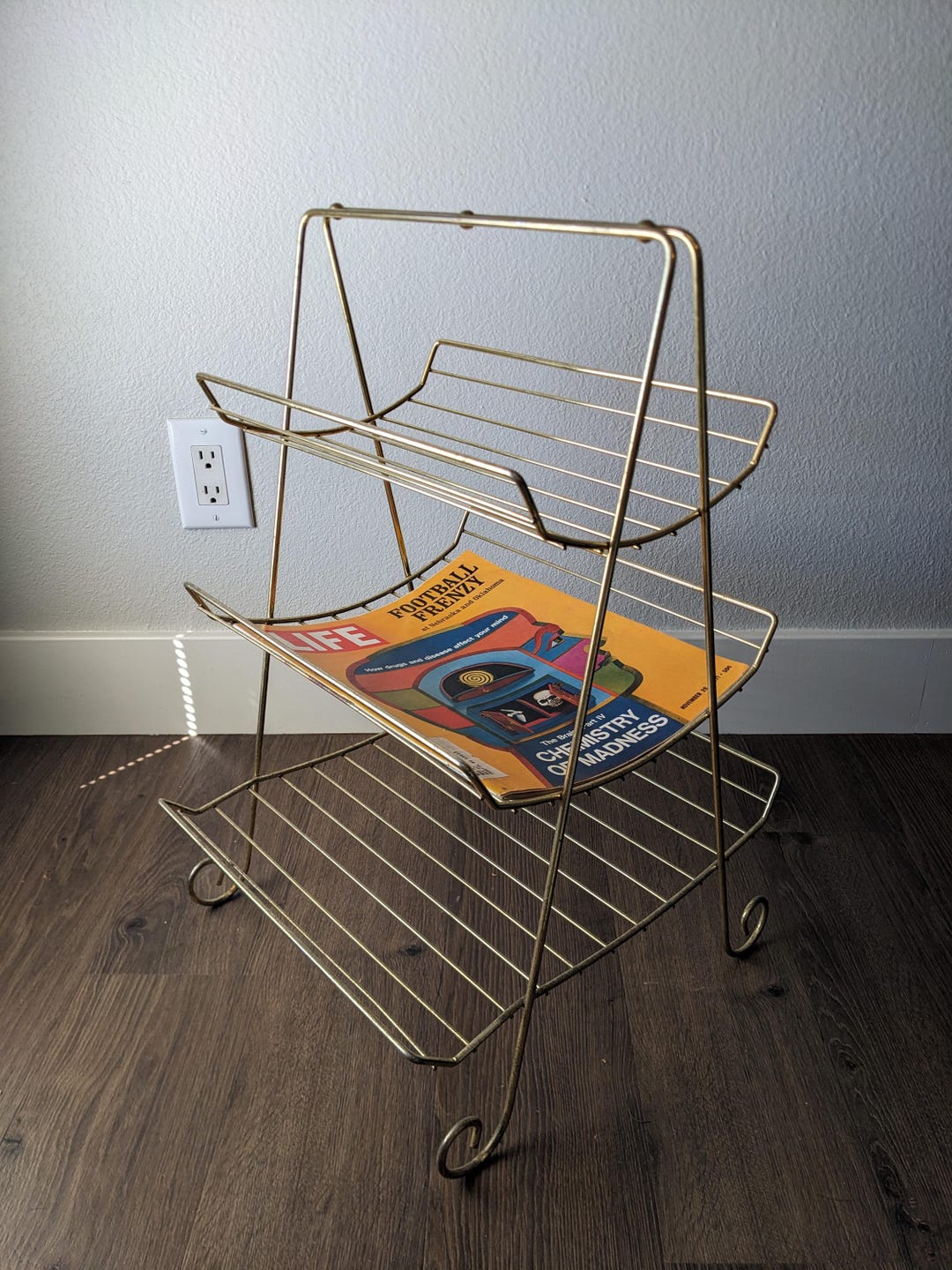 Vintage Mid Century 3 Tier Magazine Rack - Etsy