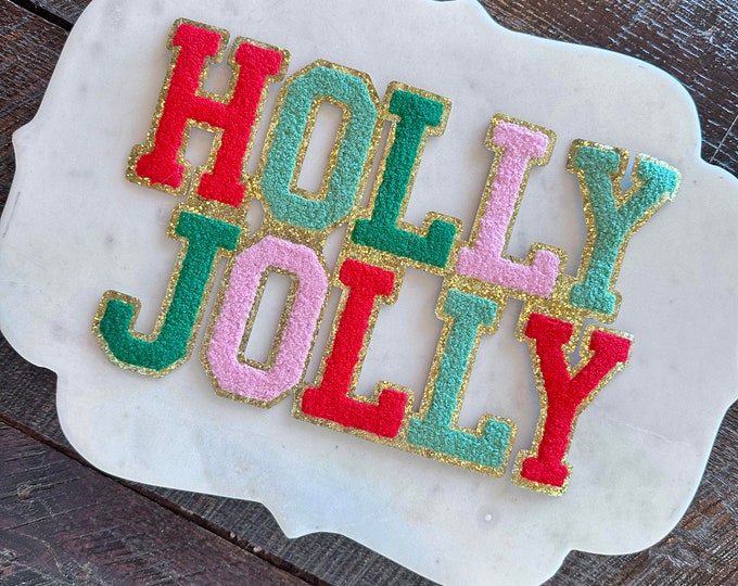 Holly Jolly Chenille Iron on Patch - Etsy
