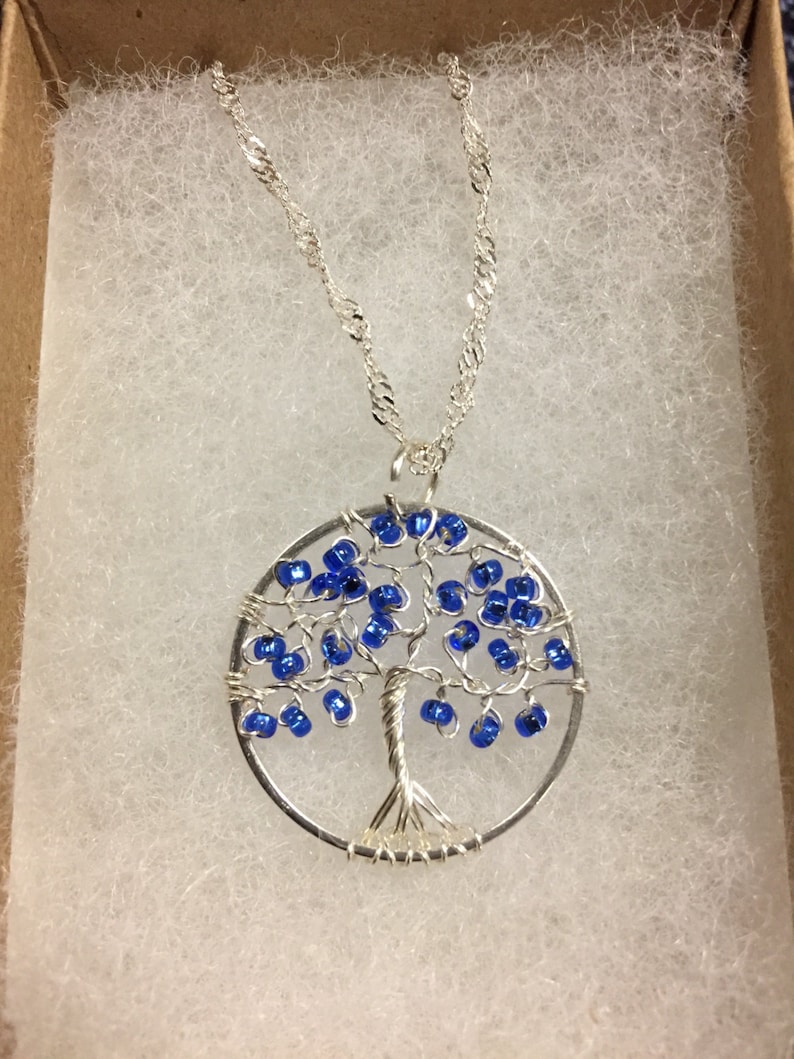 Blue Tree of Life Pendant - Etsy