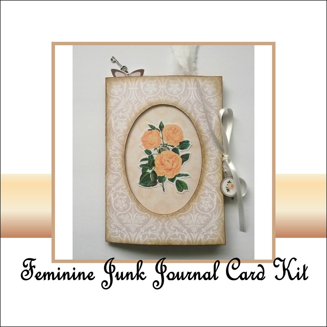 Feminine Junk Journal Folio Card Kit - PRINTABLE Vintage Style DIY ...