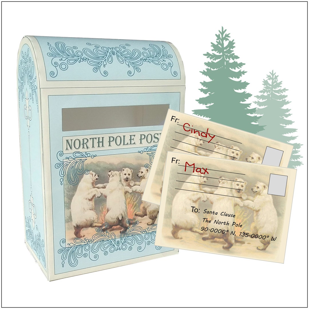 Dancing Polar Bears PRINTABLE North Pole Mailbox and Dear Santa Letter ...