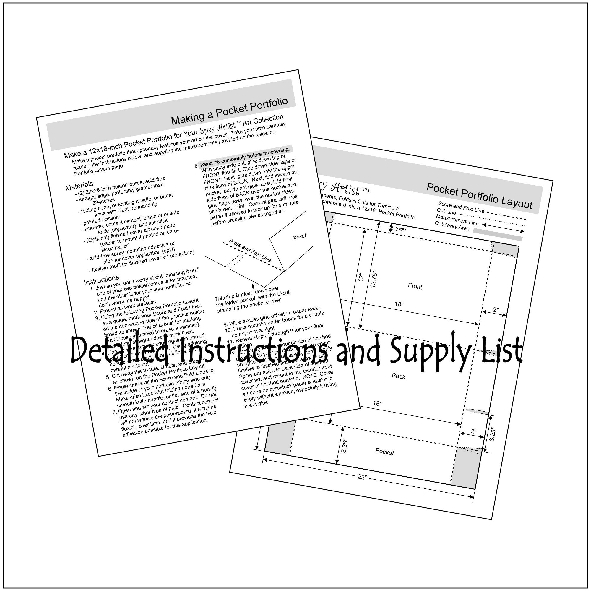 Make Your Own Pocket Portfolio_ PRINTABLE Instructions + (5) 11x17 ...