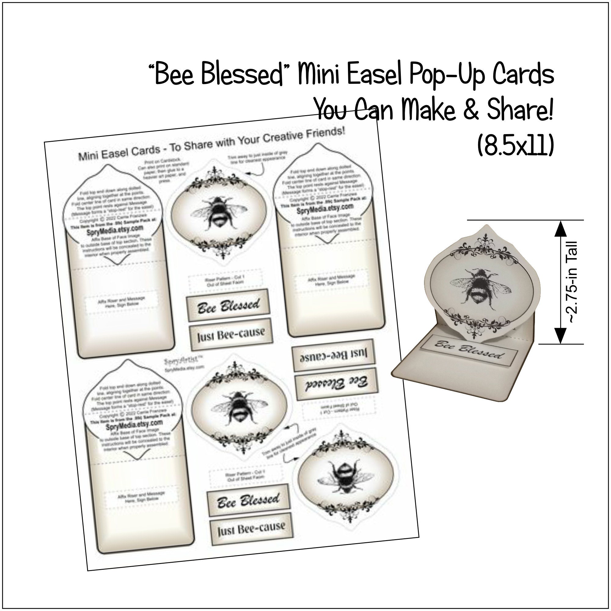 Spry Media .99-cent Sample Pack - PRINTABLE 4-fold Card & Envelope, Pop ...
