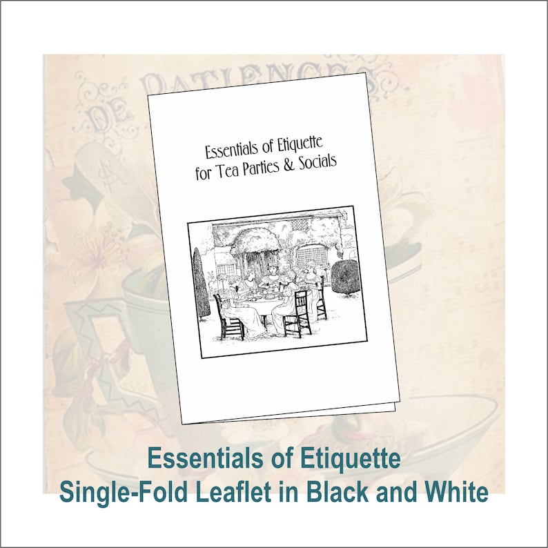 Tea Party Etiquette Essentials; PRINTABLE Leaflet Brochure, Plus Tea ...