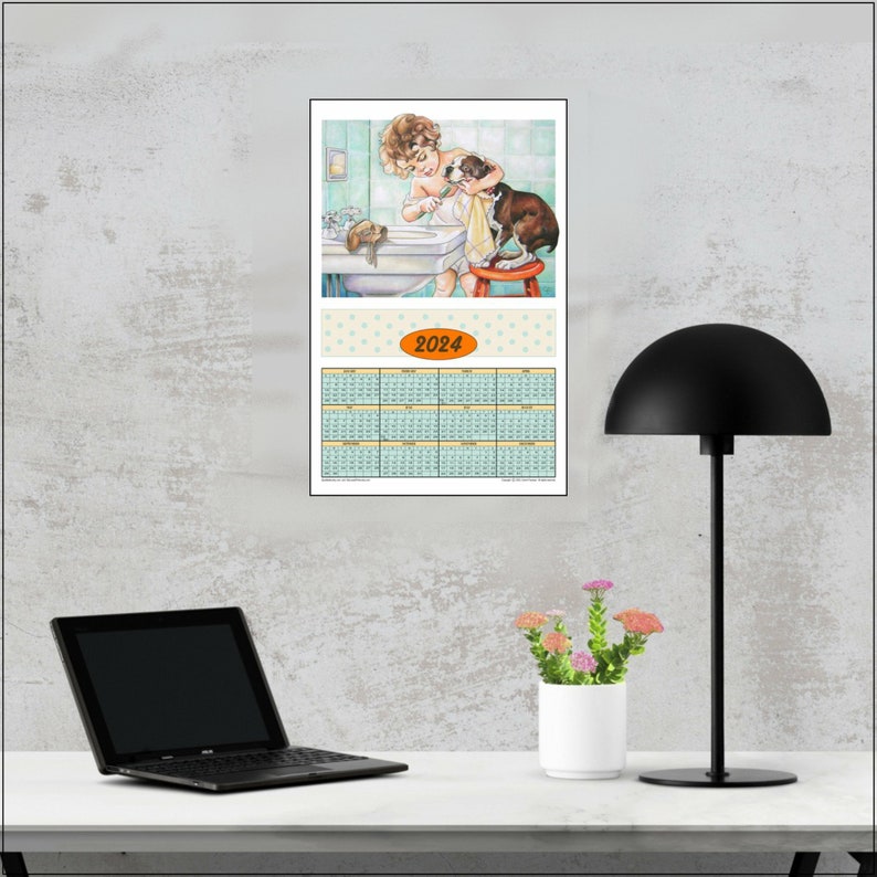 Let's Brush 2024 Wall Calendars: PRINTABLE Dog Art Calendars for Dog ...