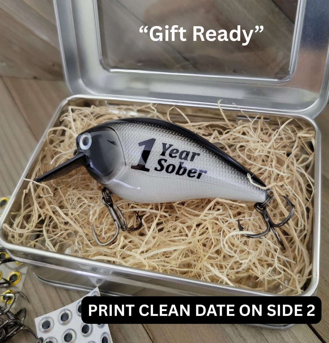 Sobriety Anniversary Gift – Personalized Sober Fishing Lure, 1 Year ...