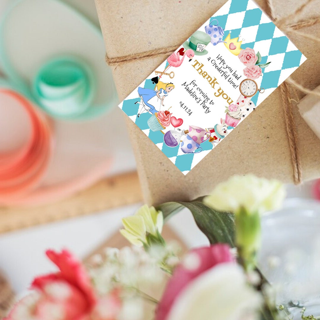 Alice in Wonderland Favor Tags Template, Editable Alice in Onederland ...