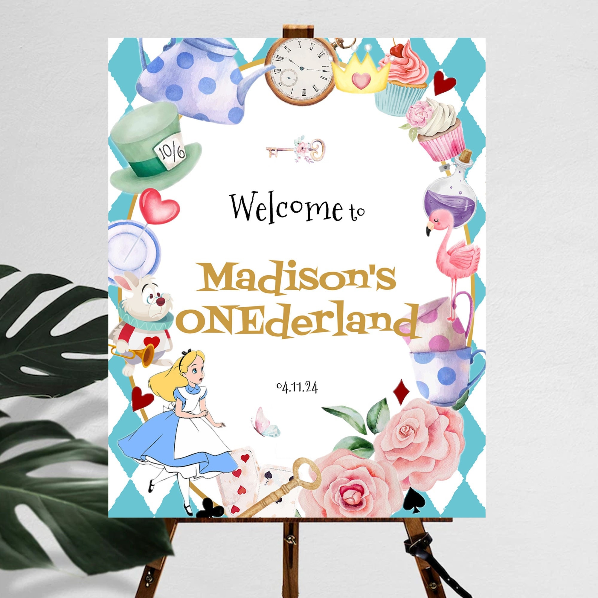 Alice in Wonderland Welcome Sign Template, Instant Editable Alice in ...