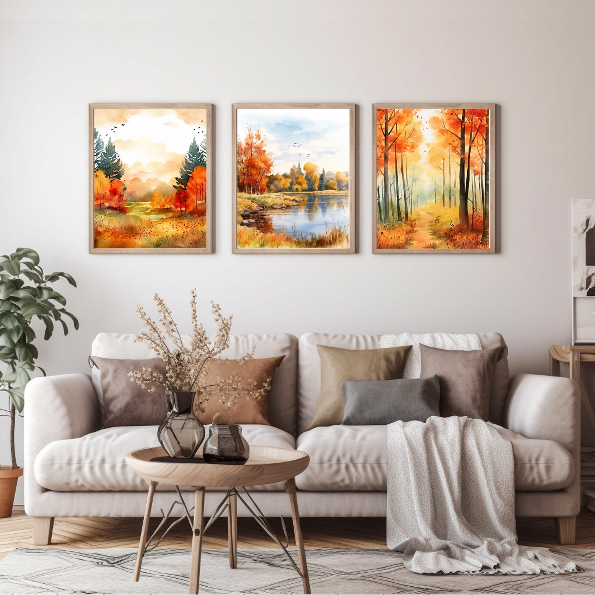 Fall Wall Decor Printable Set of 3 Fall Color Landscape Scenery Autumn ...