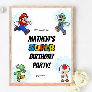Super Mario Welcome Sign Template, Instant Editable Mario Birthday ...