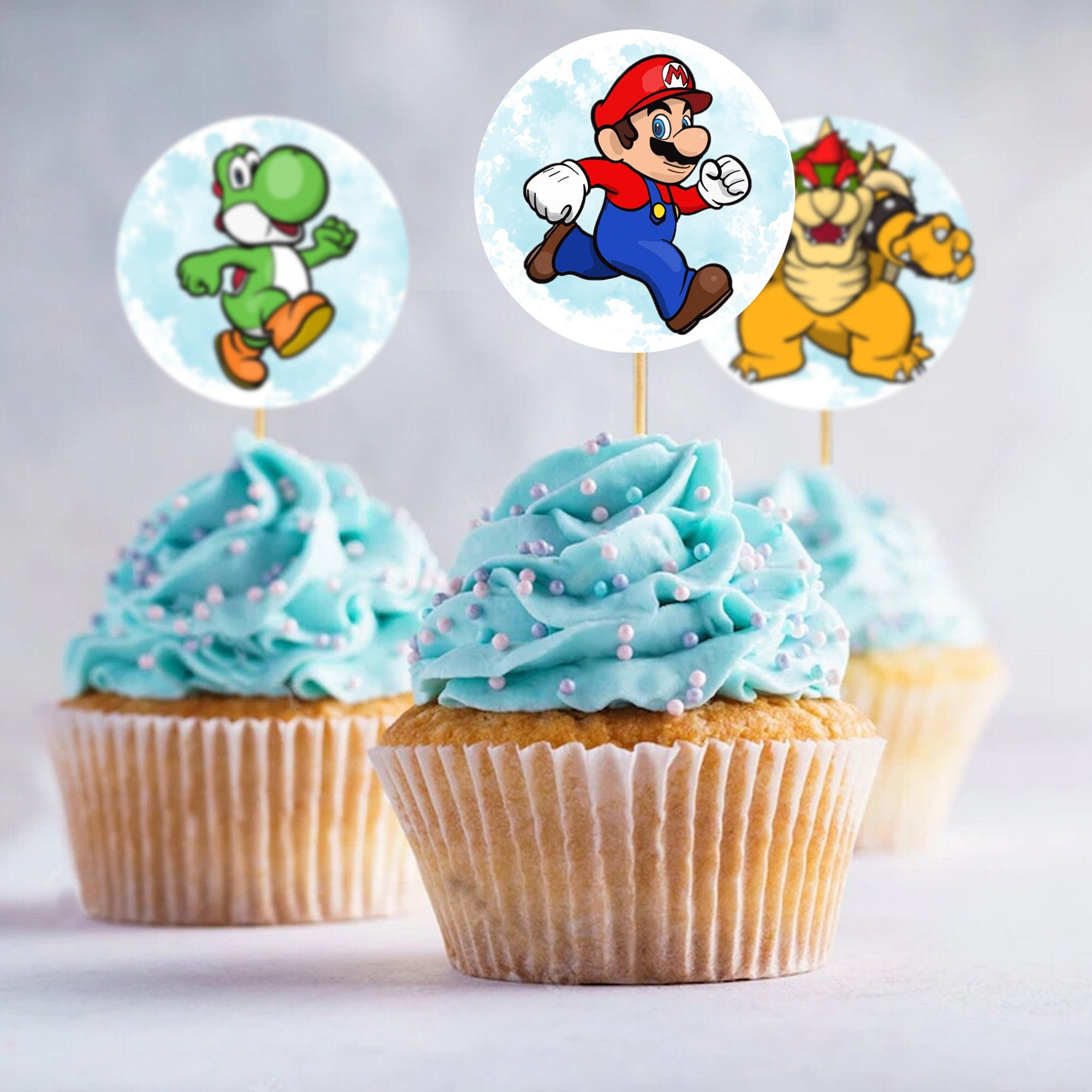 Super Mario Bros Cupcake Toppers Template Editable Mario - Etsy Australia