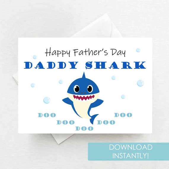 Daddy Shark Father's Day Greeting Card Cute Daddy Shark | Etsy