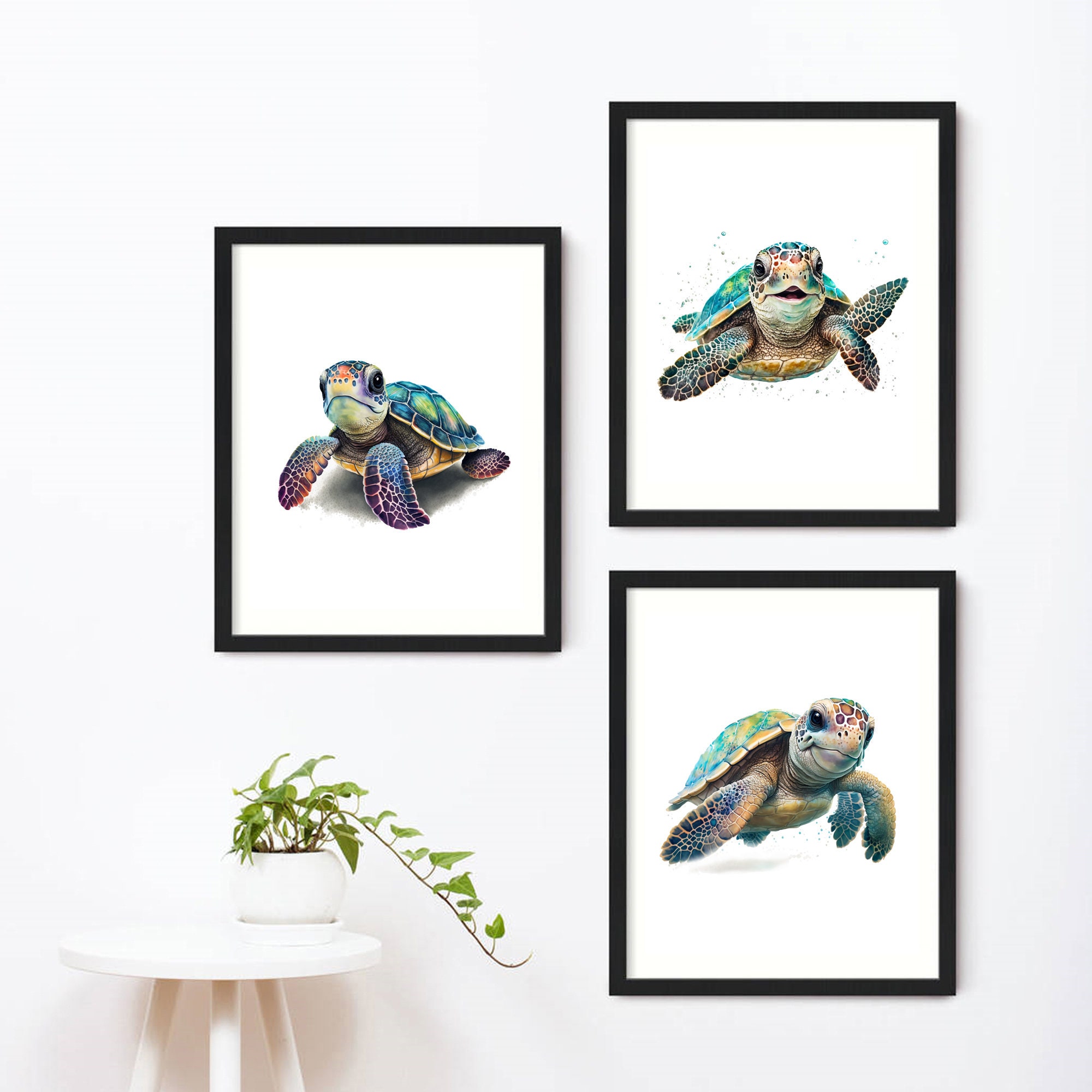 Set of 3 Sea Turtle Prints Ocean Themed Nursery Decor - Etsy