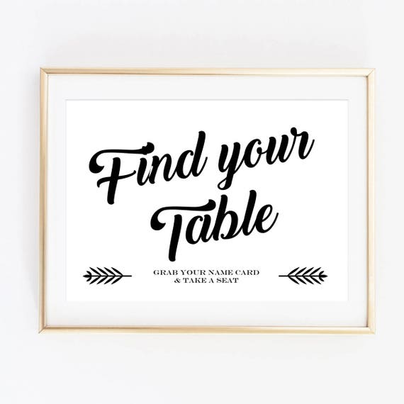Find Your Table Sign Printable Wedding Signs Place Card | Etsy
