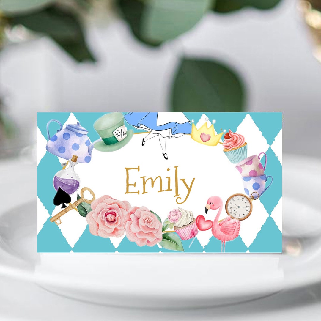 Alice in Wonderland Place Cards Template, Editable Alice in Wonderland ...