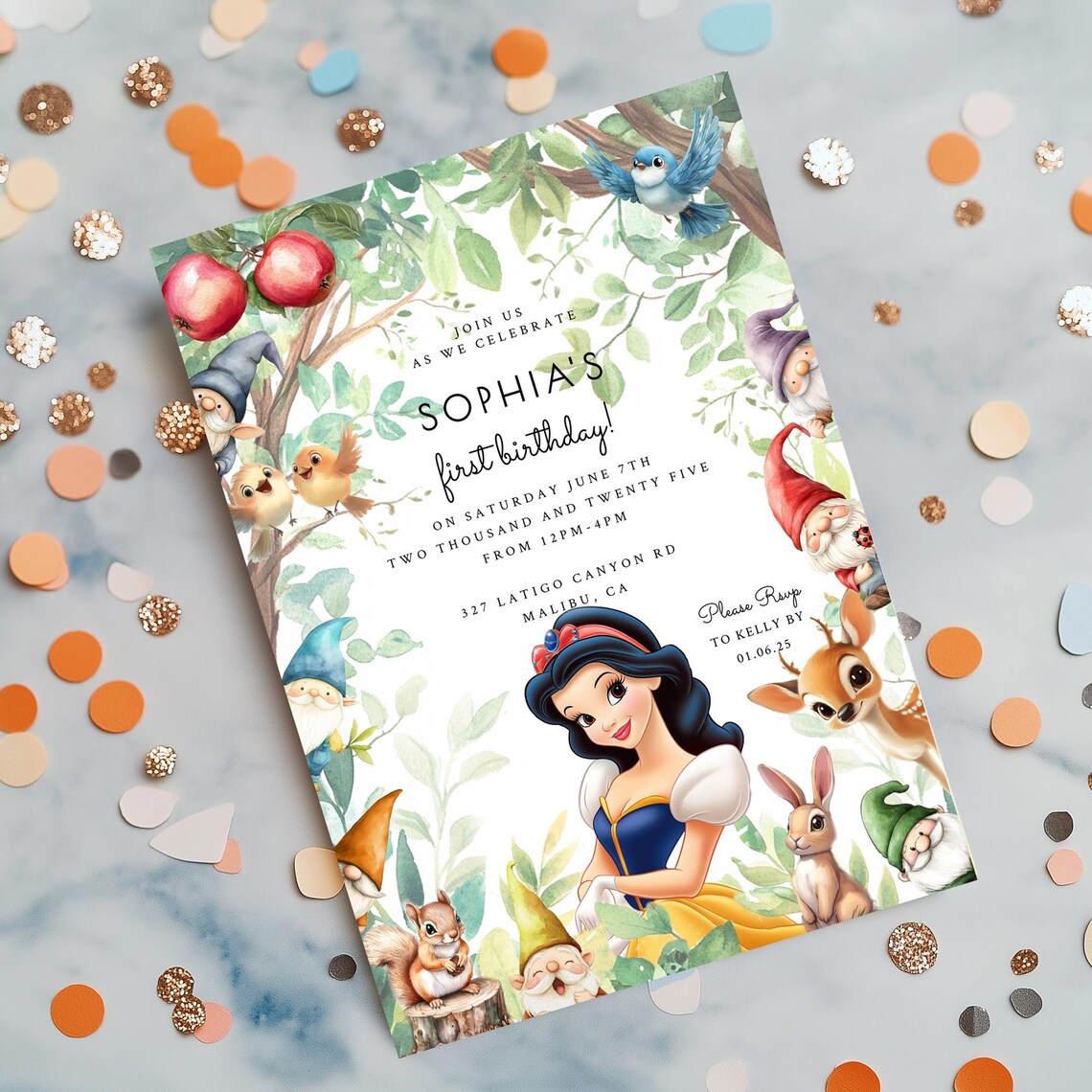 Snow White Birthday Invitation Template, Instant Editable Snow White ...